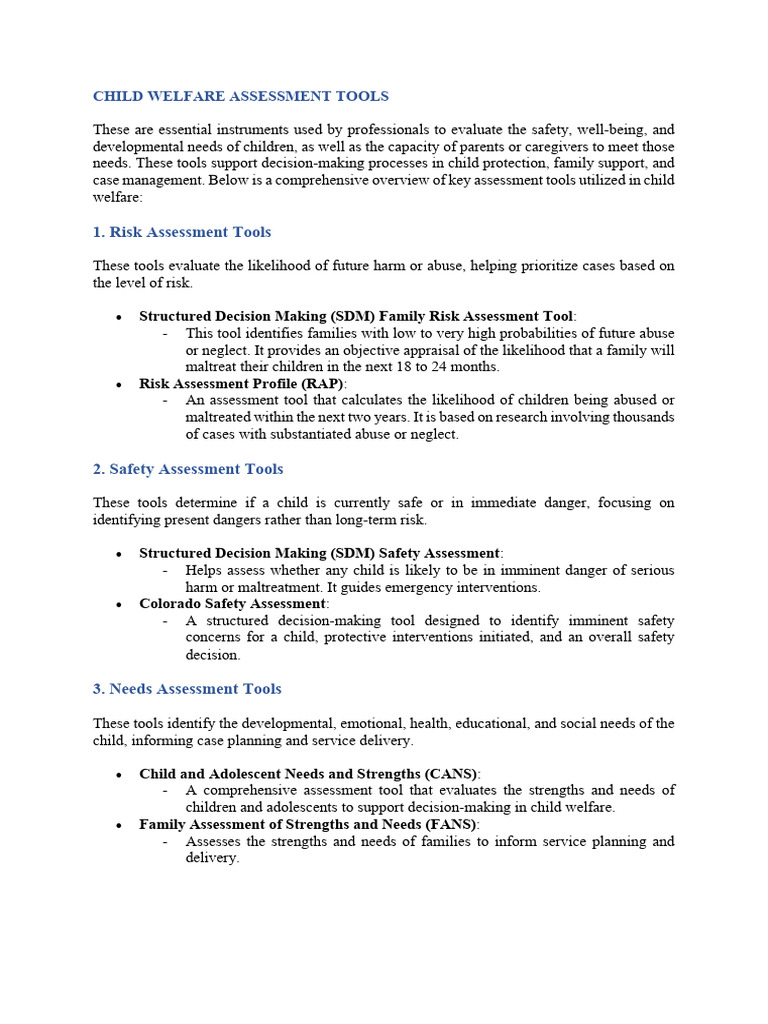 Child Welfare Assessment Tools | PDF | Child Neglect | Child Abuse