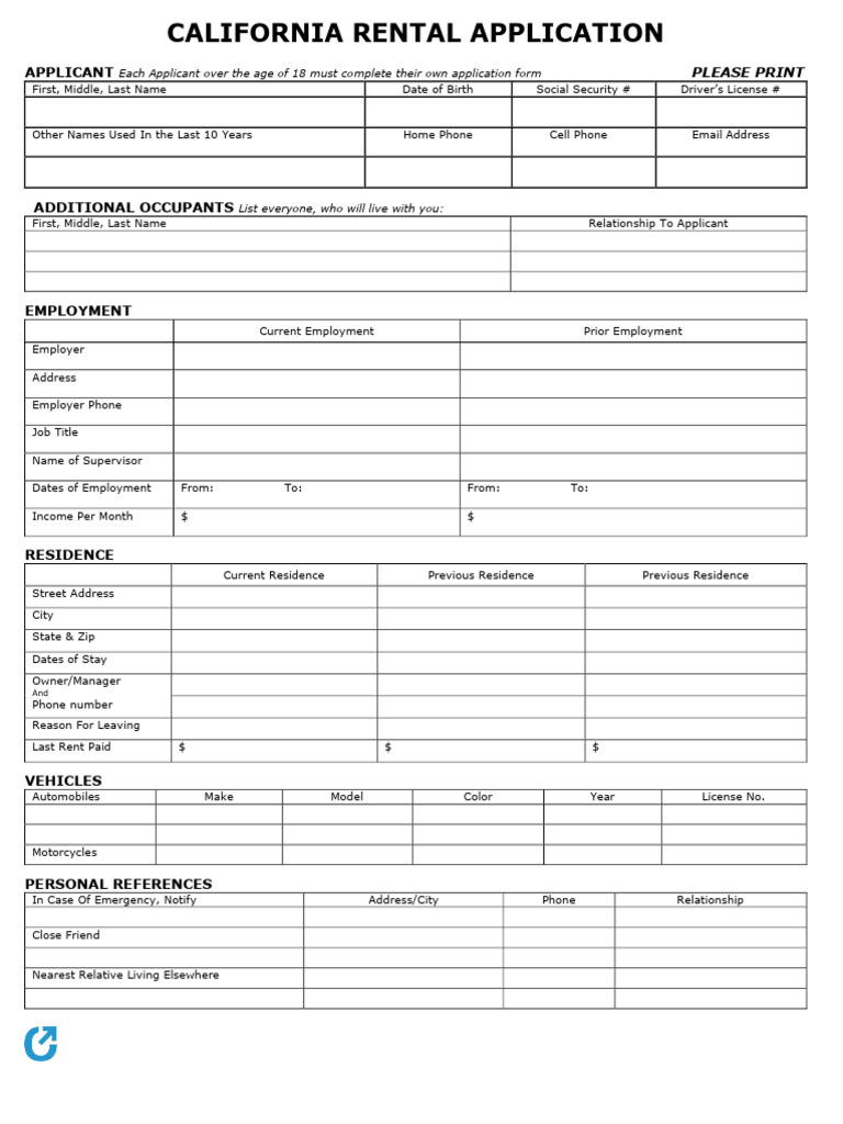 California Rental Application | PDF | Lease | Eviction