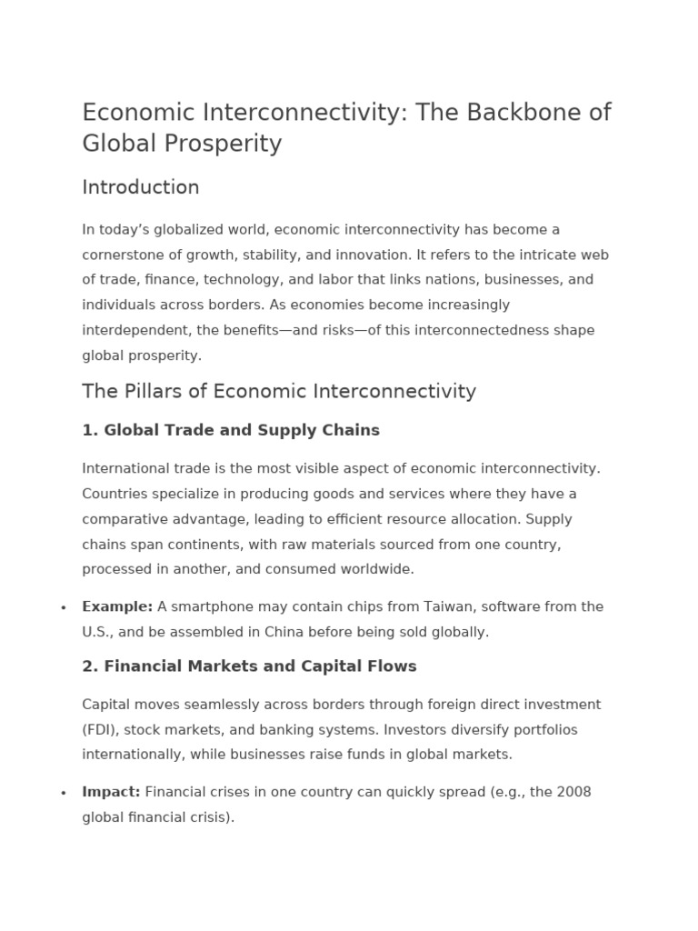 Economic Interconnectivity Explained | PDF | Globalization | Supply Chain