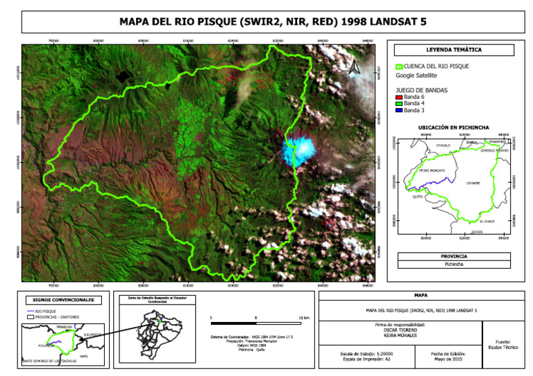 Mapa Del Del Rio Pisque Juego de Bandas Swir2 Nir Red | PDF