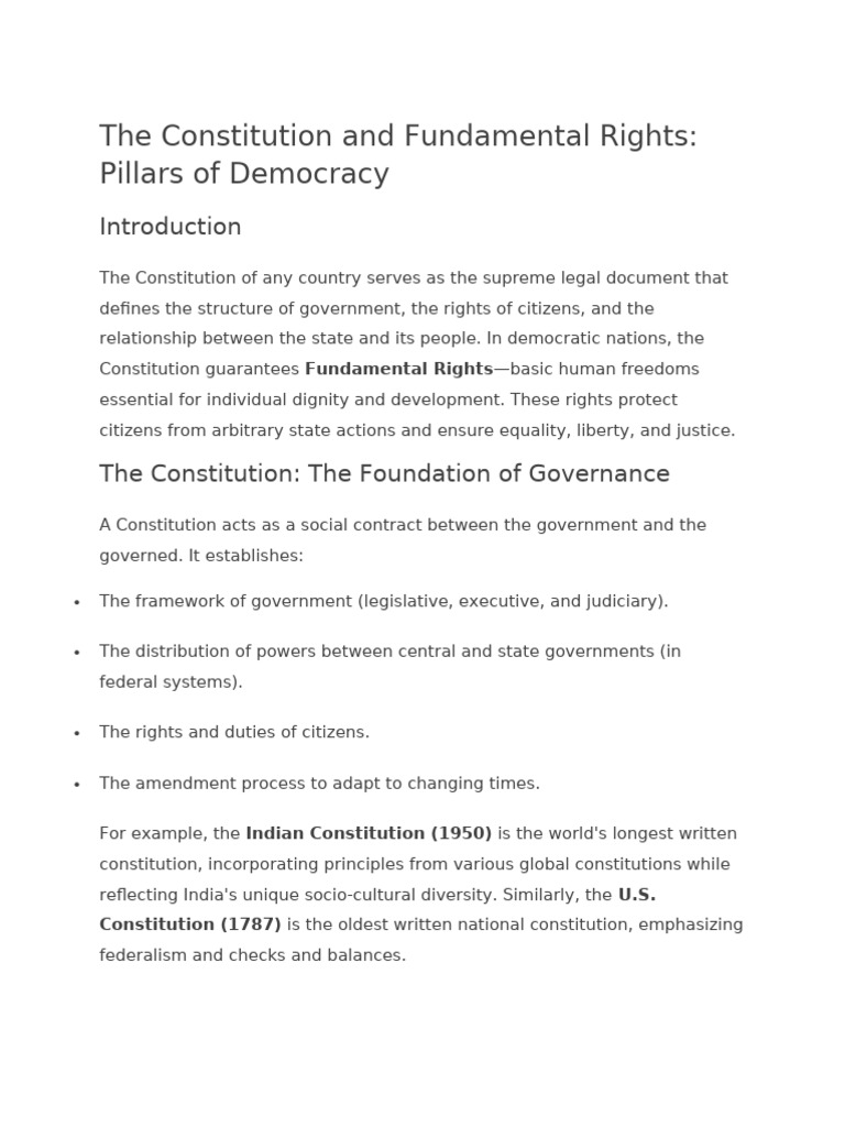 Constitution and Protection of Fundamental Rights | PDF | Constitution ...