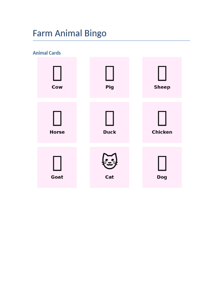 Farm Animal Bingo | PDF