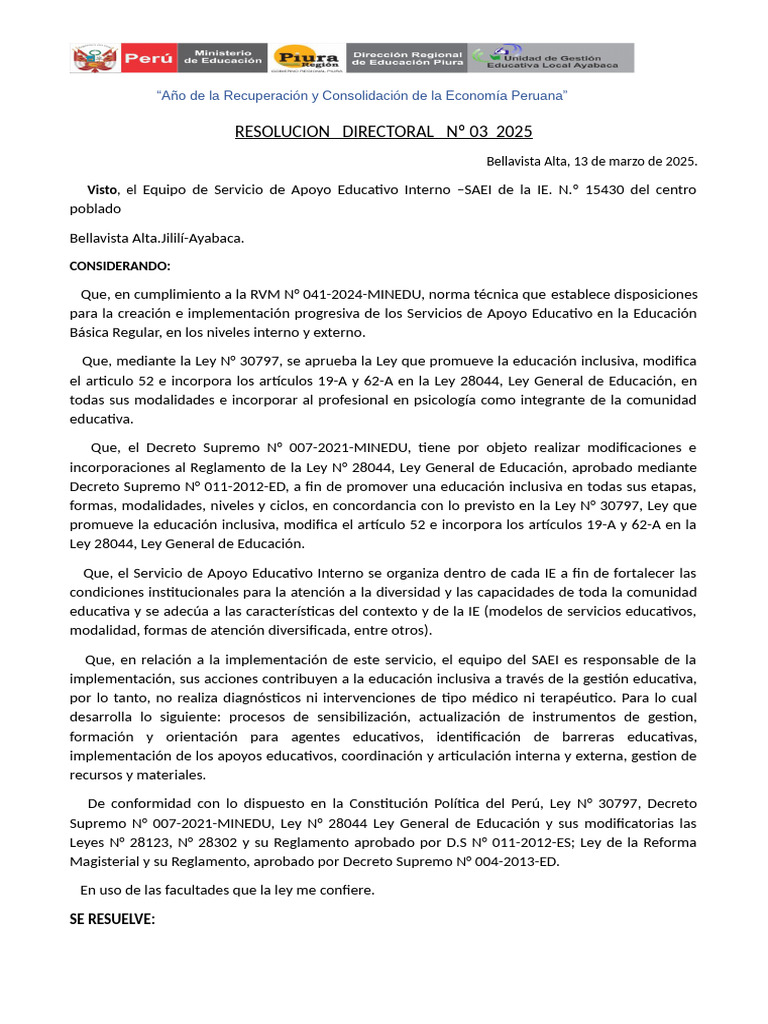 Resolucion Saei-1 | PDF