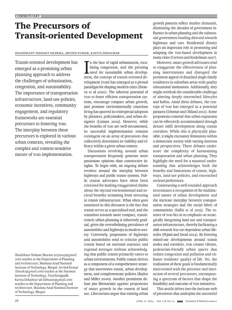 The Precursors of Transit-Oriented Development | PDF | Public Transport | Urban Sprawl