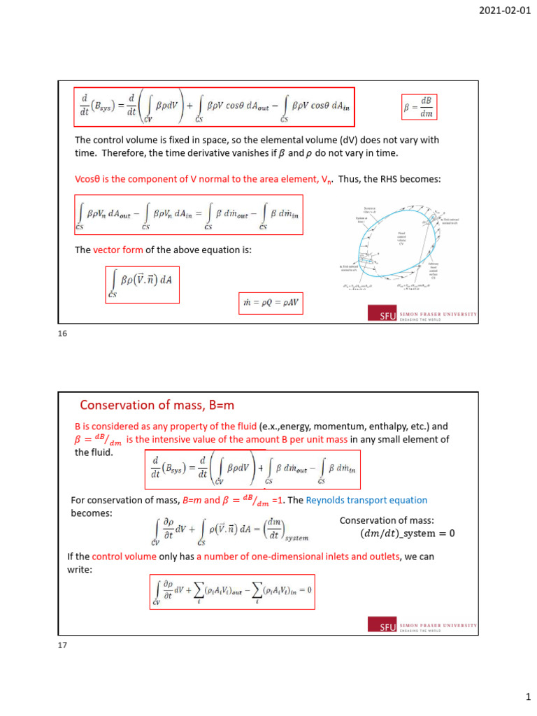 Lec9 - Conservation of Mass and Linear Momentum | PDF | Fluid Dynamics | Momentum