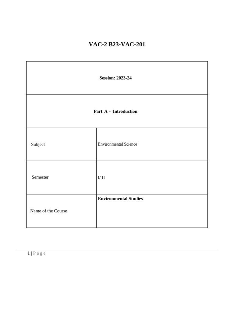 VAC-2 Environmental Studies Scheme and Syllabus | PDF | Ecosystem | Natural Environment