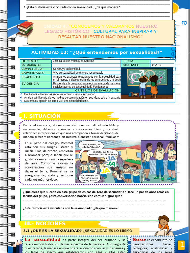1° DPCC -ACTV.12-UND.4 2024 | PDF | La sexualidad humana | Género