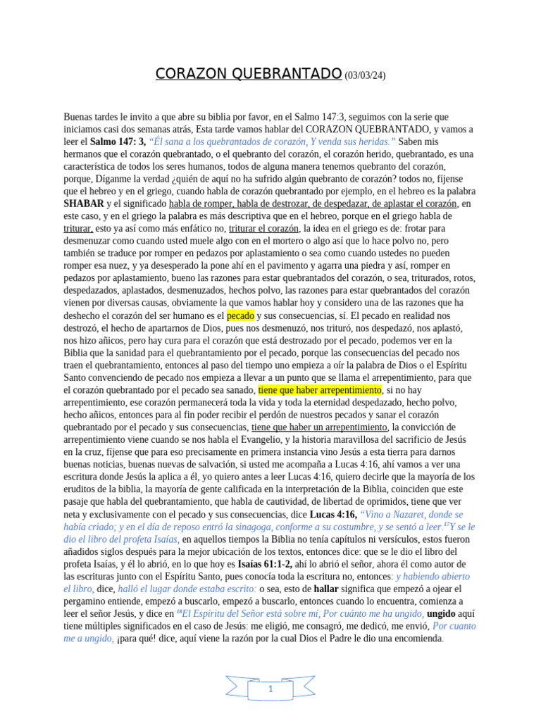 Corazon Quebrantado | PDF | Pecado | Oración