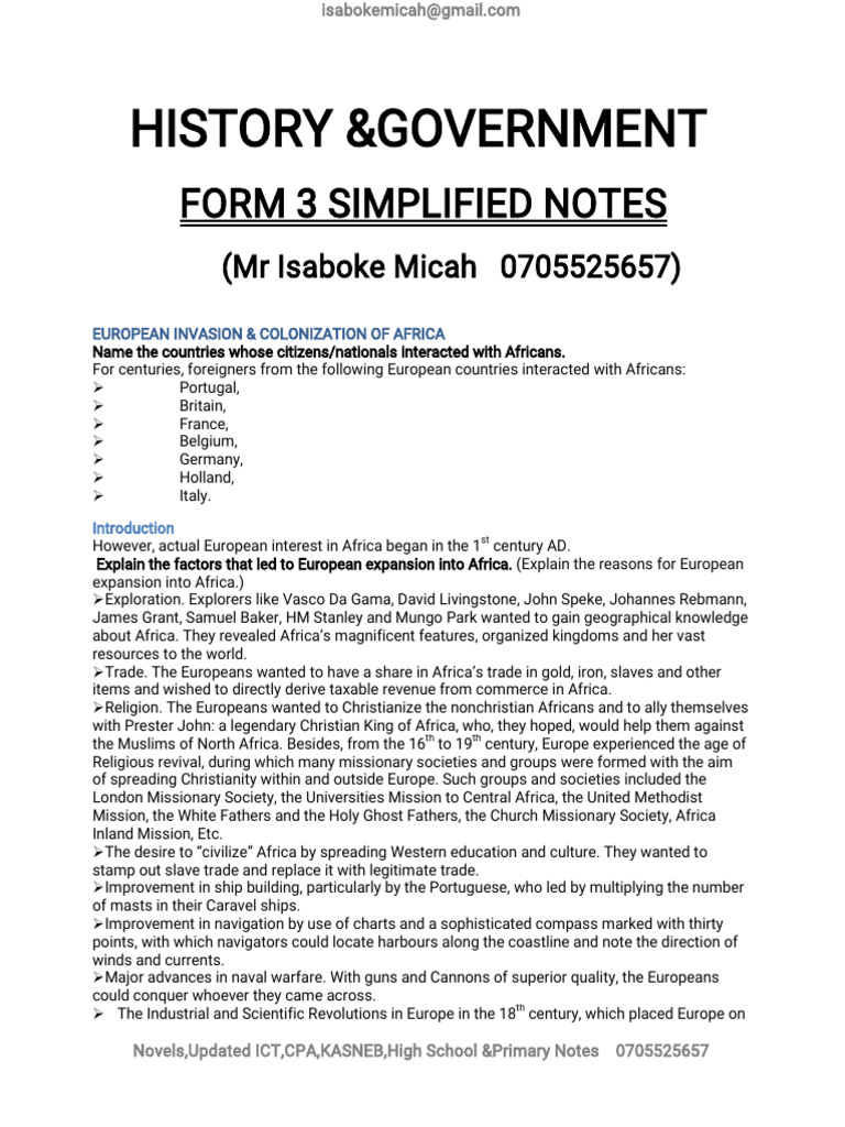 Form - 3 - History Notes New | PDF