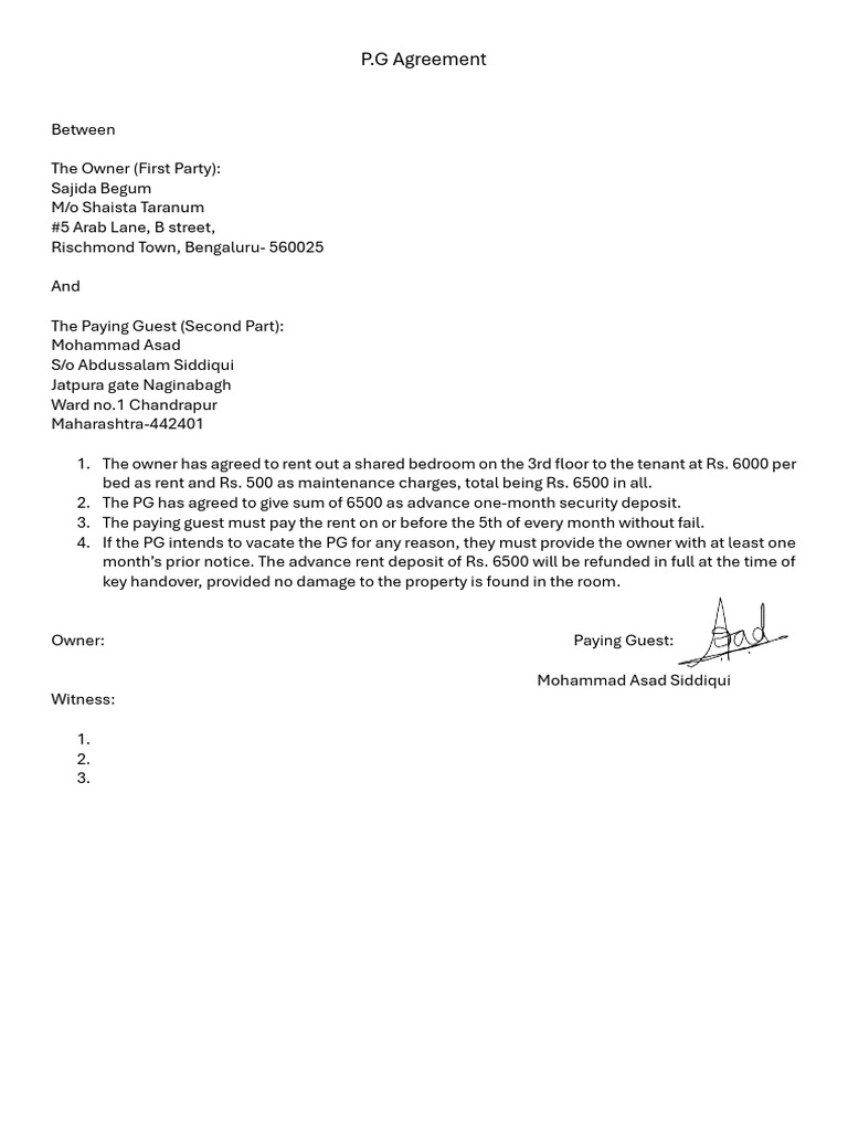 Rent Aggrement | PDF