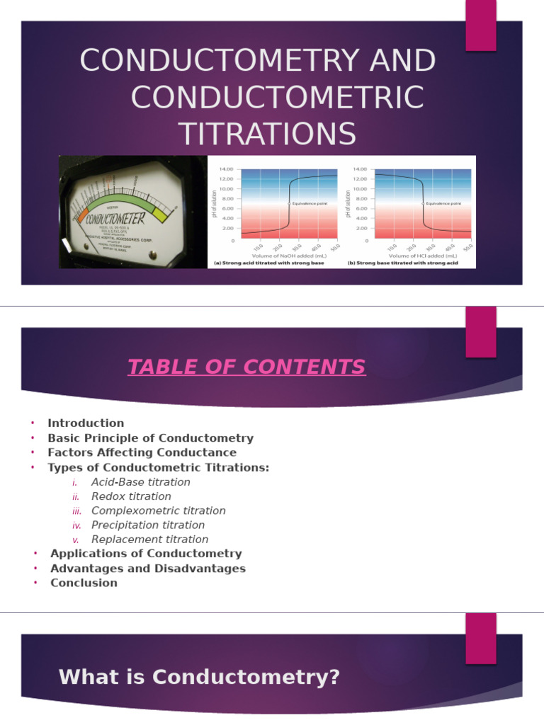 Conductometry and Conductometric Titrations | PDF | Electrical ...