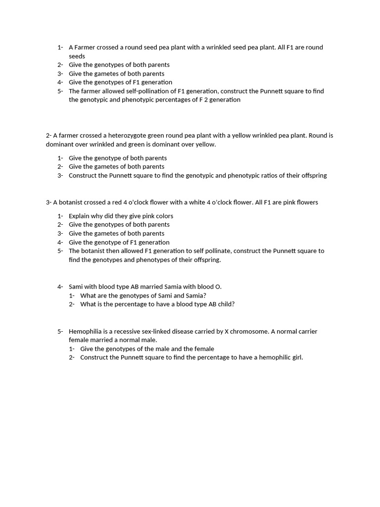 Genetics Worksheet | PDF