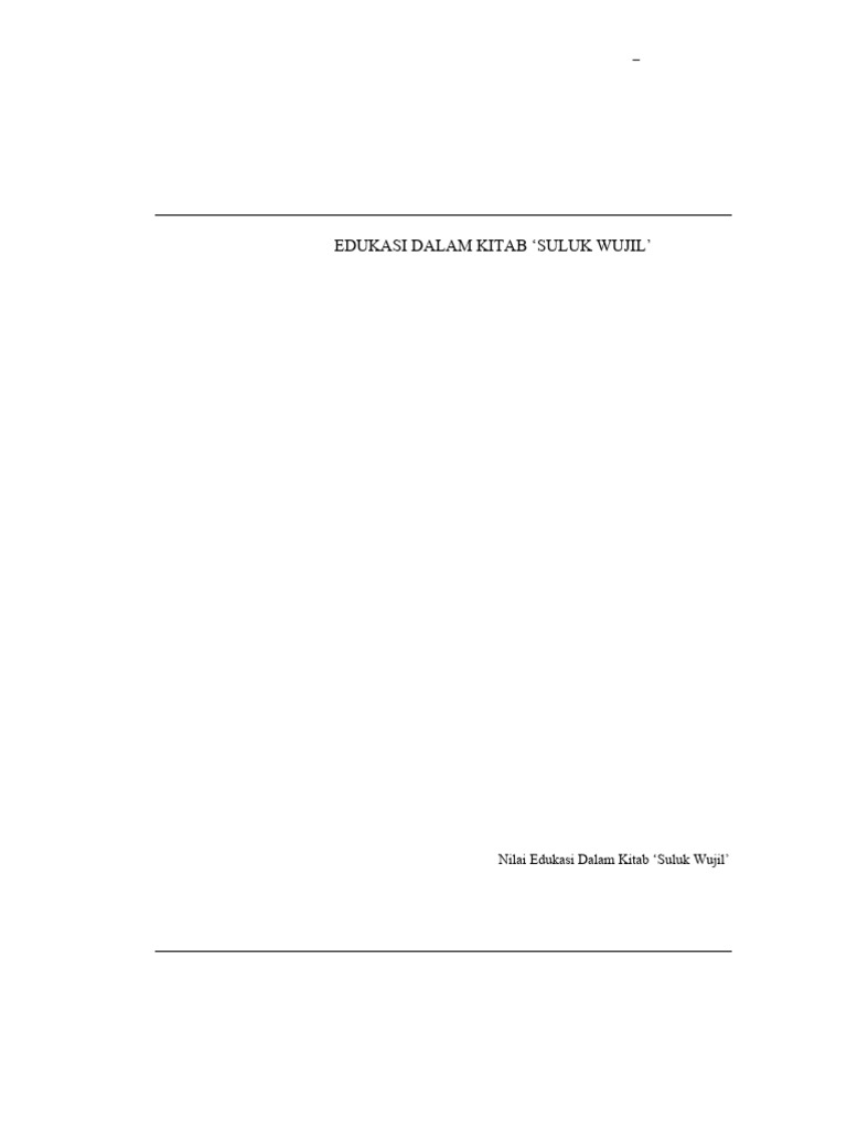 Nilai-Nilai Edukasi Dalam Kitab Suluk Wujil' | PDF