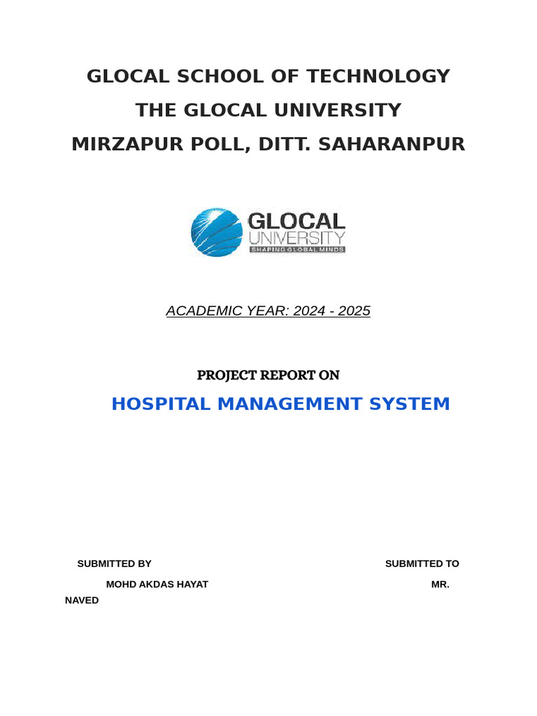 Project On Hospital Management System | PDF | Software Testing | System