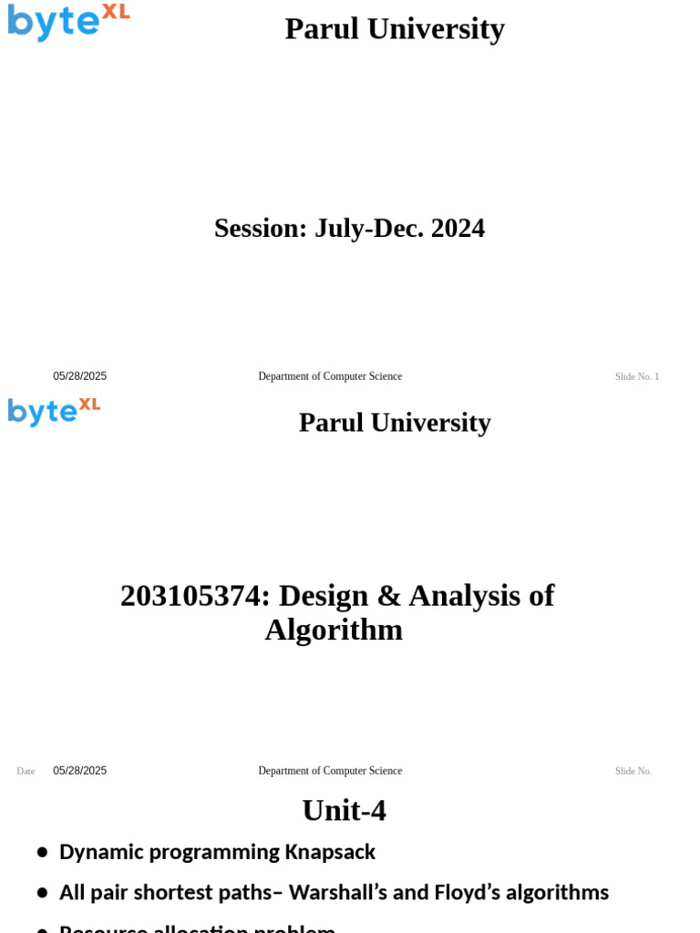 Design & Analysis of Algorithm - 4 | PDF | Dynamic Programming | Theoretical Computer Science