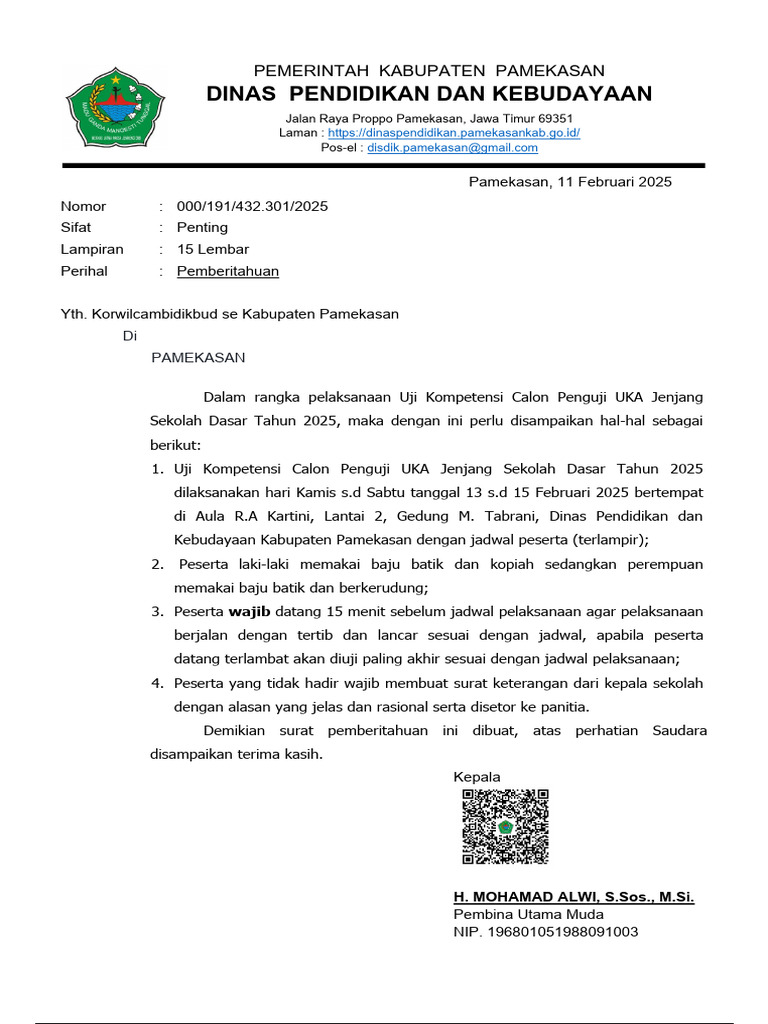 PEMBERITAHUAN UJI KOMPETENSI CALON PENGUJI UKA 2025. | PDF