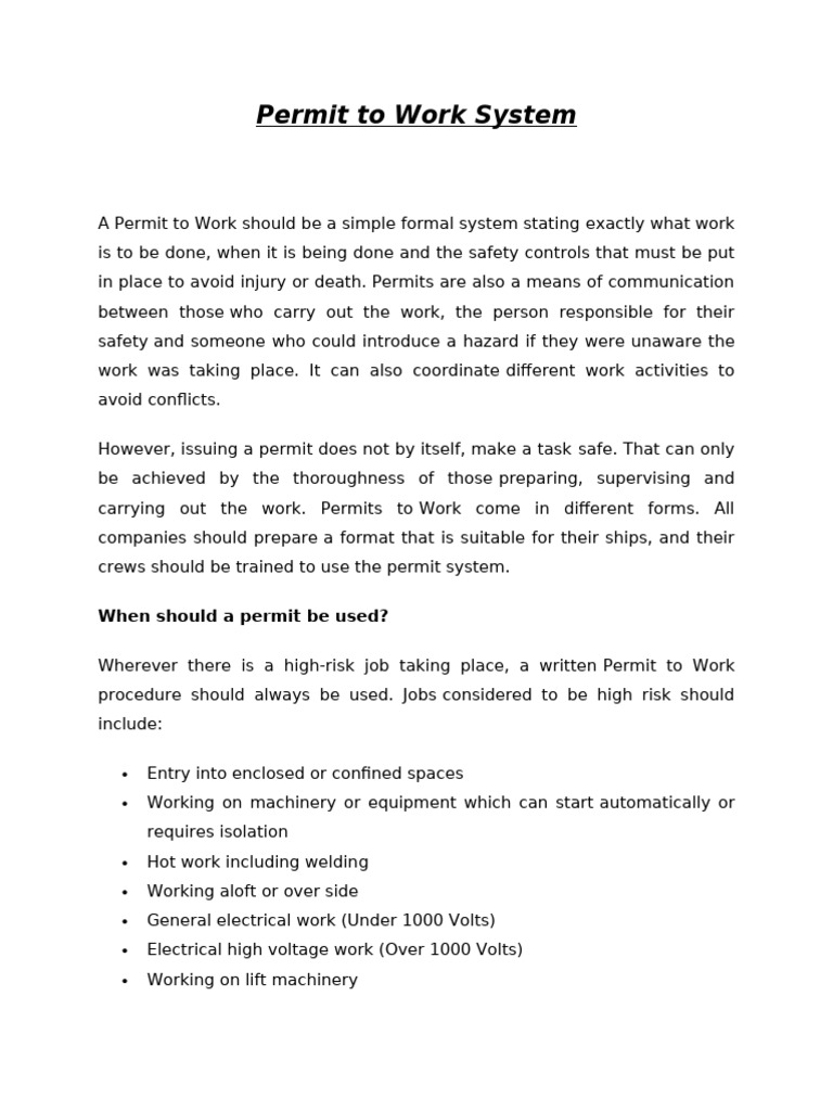 Essential Guide to Permit to Work Systems | PDF | Workplace ...