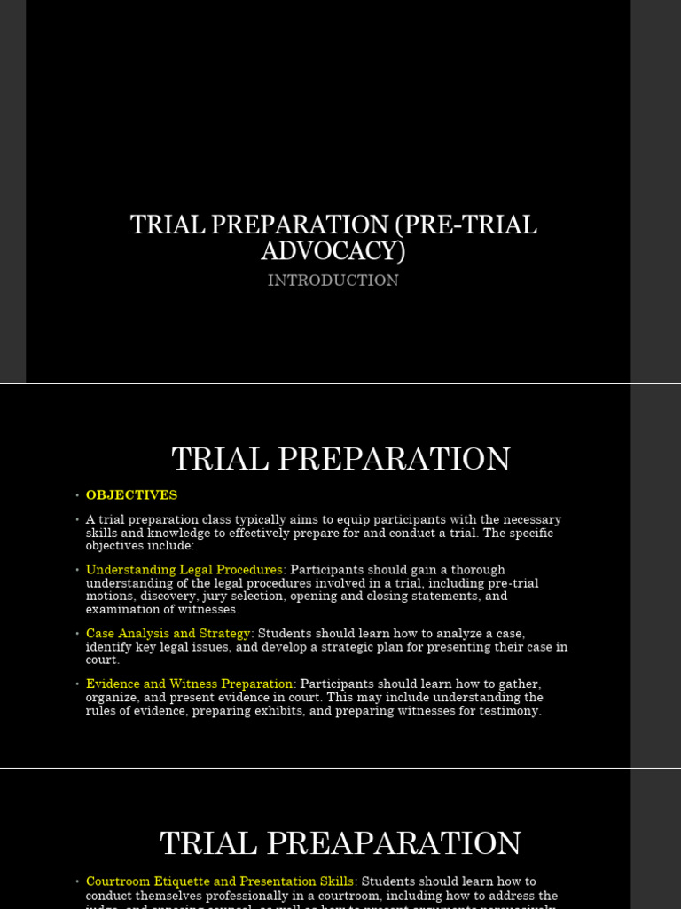 Effective Trial Preparation Guide | PDF | Discovery (Law) | Witness