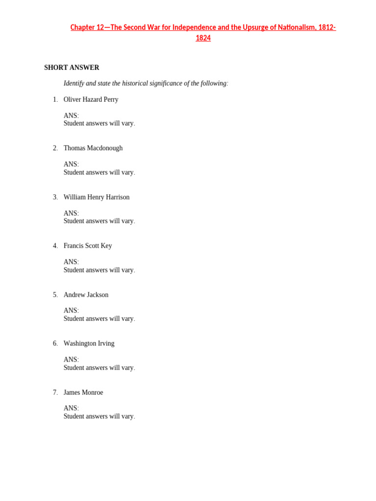 Ch12 The Second War For Independence and The Upsurge of Nationalism ...