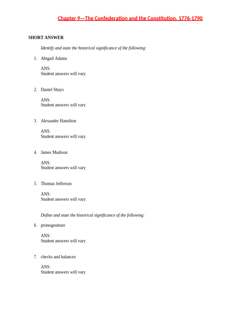 Ch09 The Confederation and The Constitution 2 | PDF | Constitutional ...