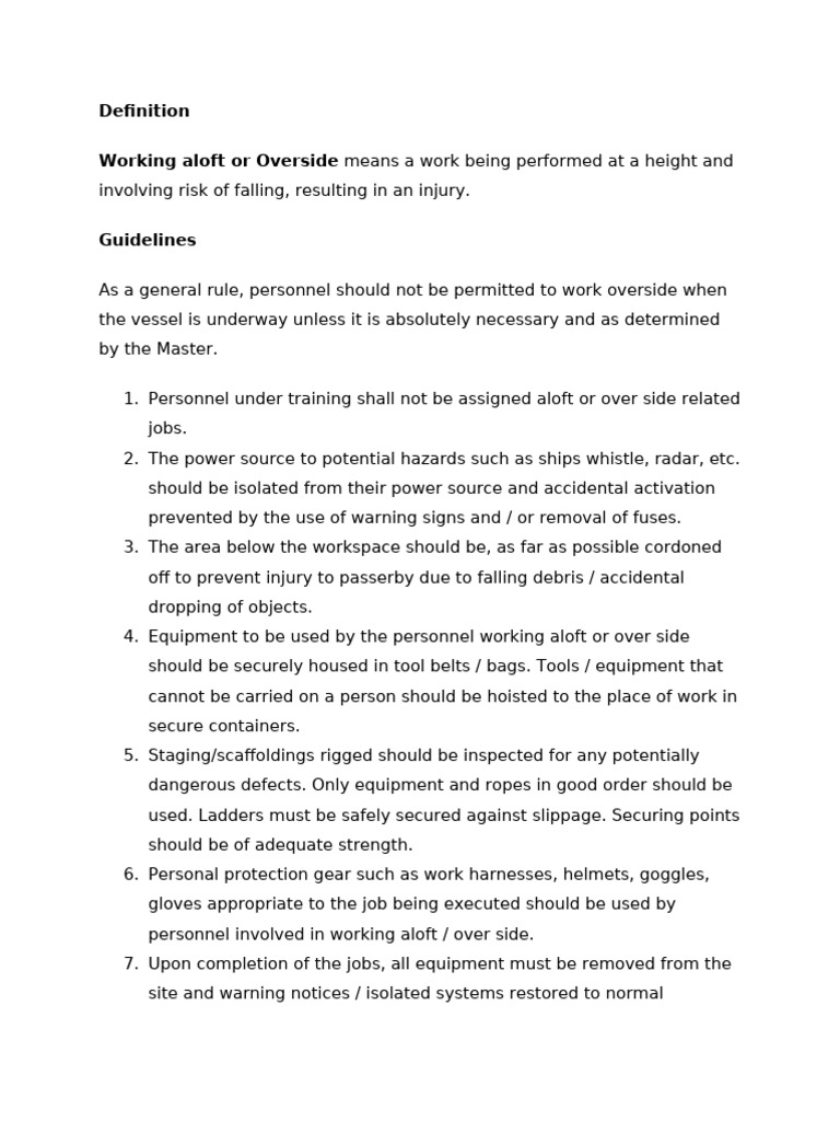 6 Working Overside Permit | PDF | Ships | Occupational Safety And Health