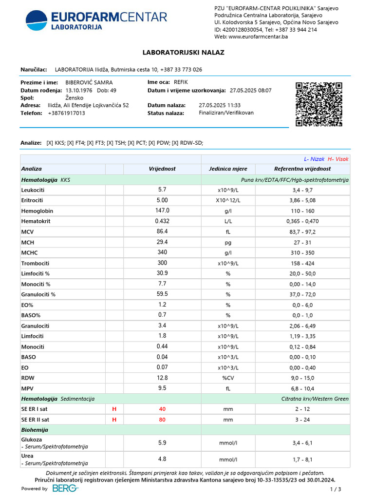 Laboratorijski Nalaz: Naručilac | PDF