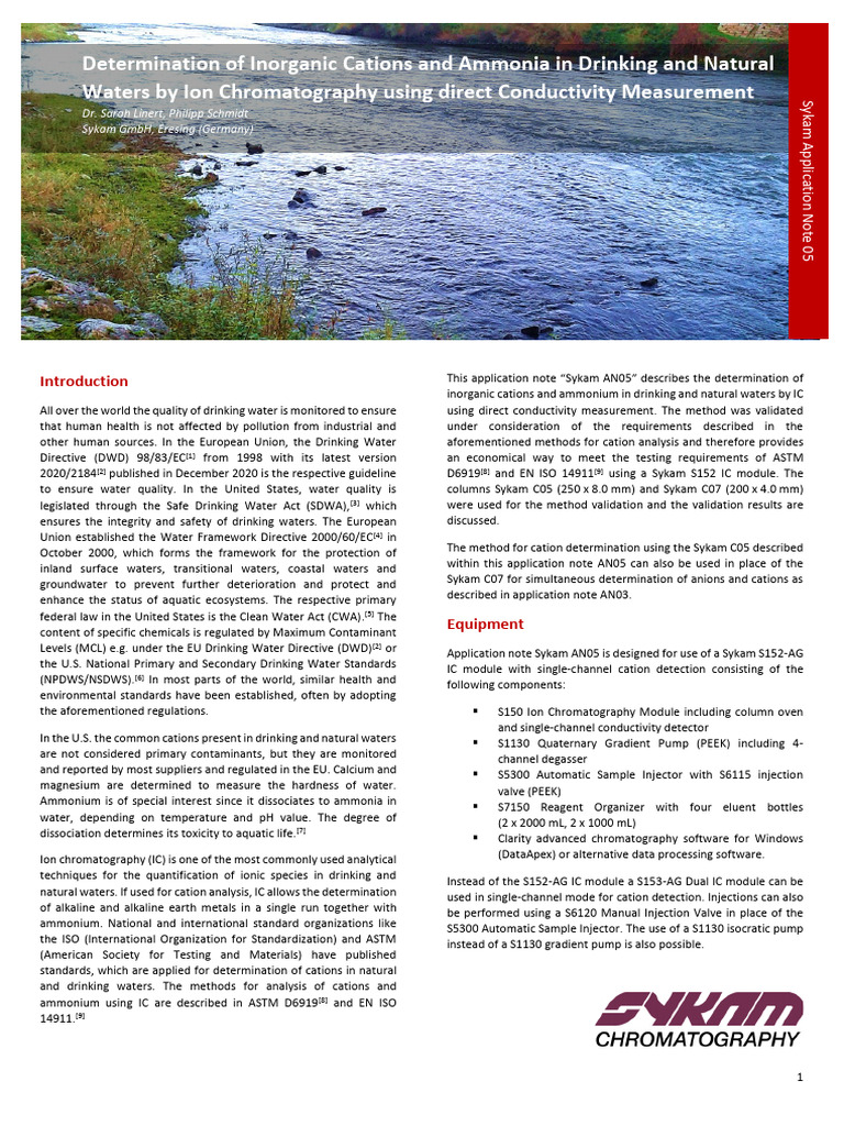 Sykam AN05 Determination of Inorganic Cations Ammonia Using Direct Conductivity Measurement (1 ...