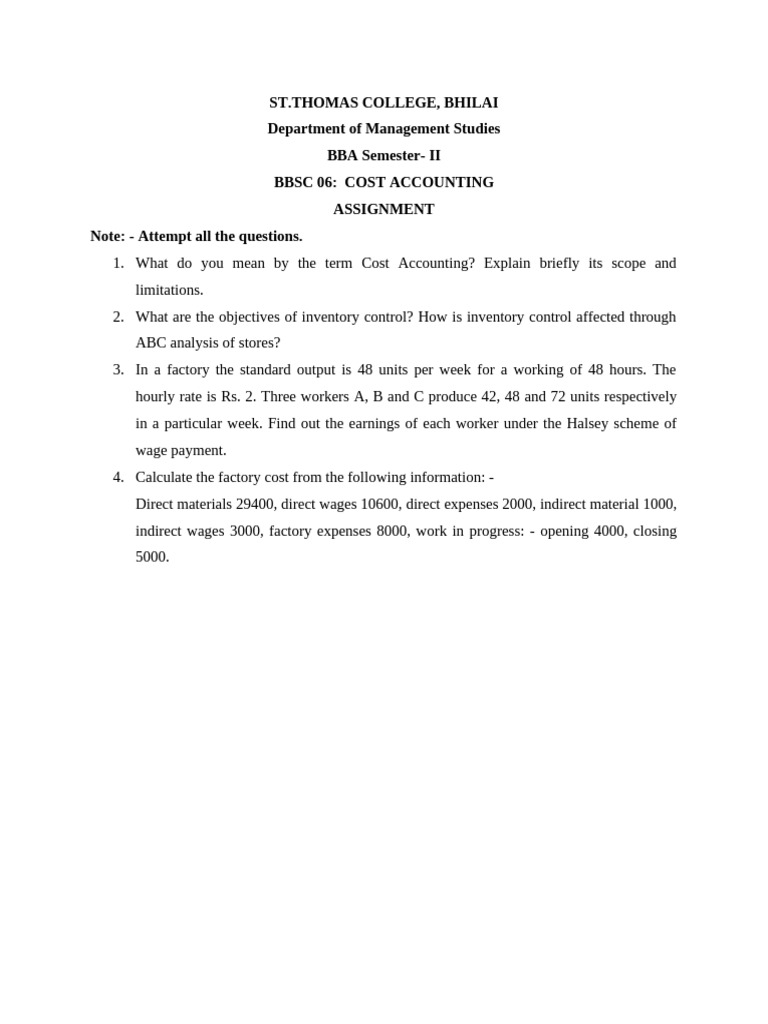 Ca Assignment Pdf