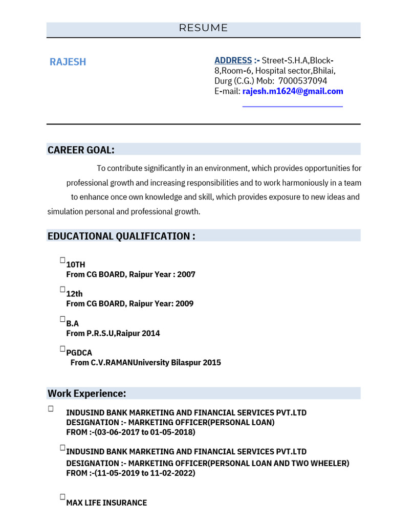 Rajesh's Professional Resume Summary | PDF