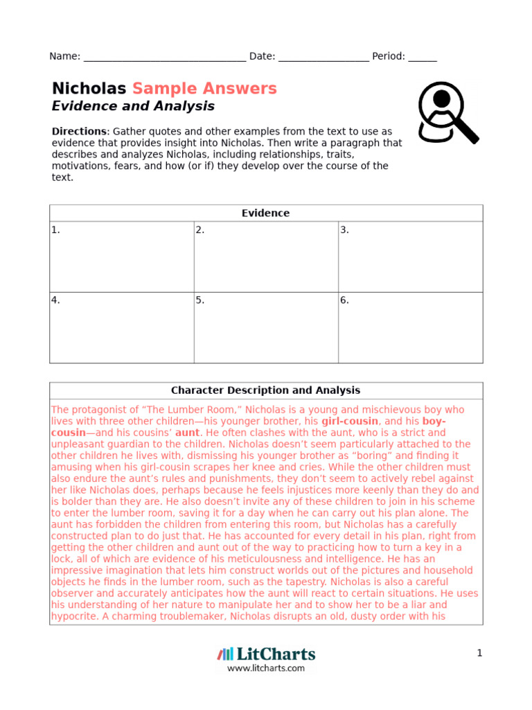 Character Analysis Sample Answers | PDF | Behavioural Sciences | Psychology