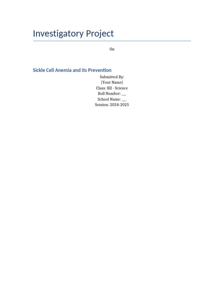 Sickle Cell Anemia: Prevention Strategies | PDF | Anemia | Genetics