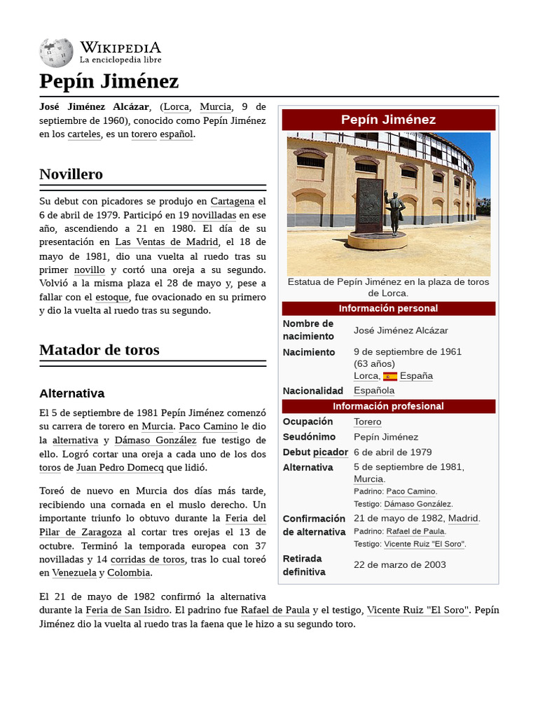 Pepín Jiménez | PDF | Toreo | Toro