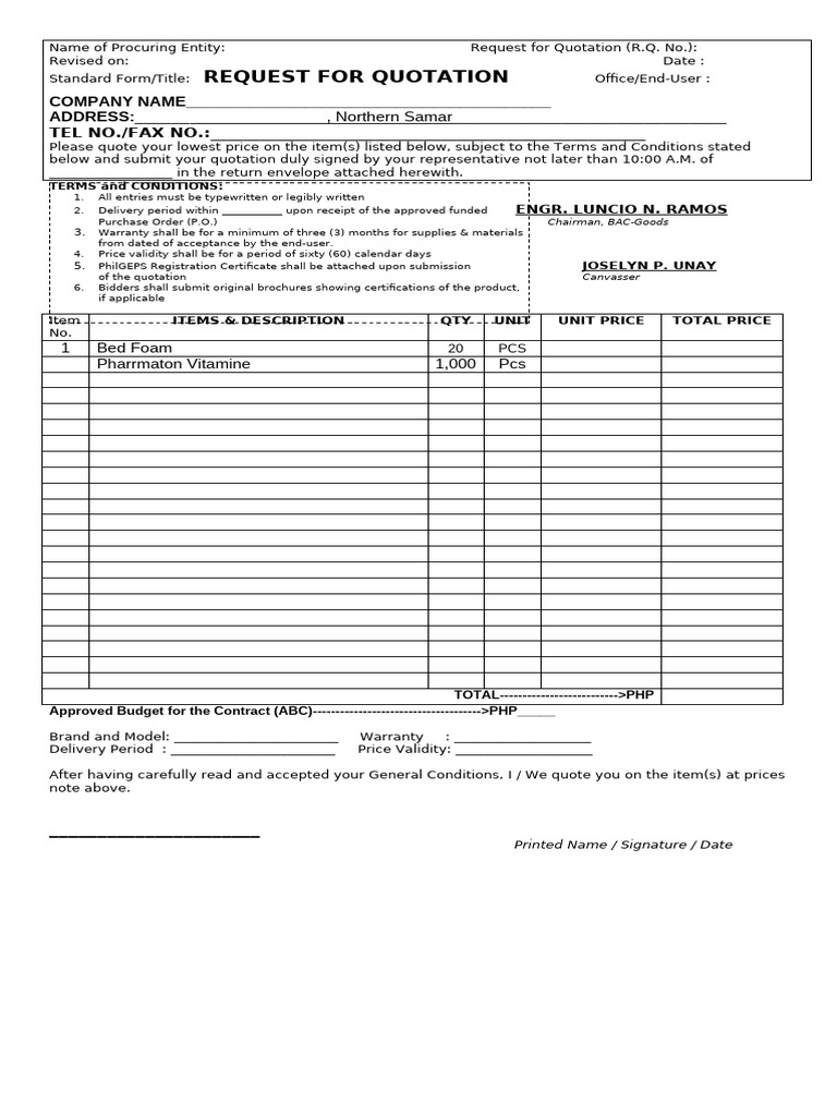 Request For Quotation - Tradeways Traders | PDF | Business