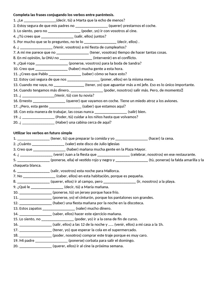 Futuro Simple Irregular | PDF