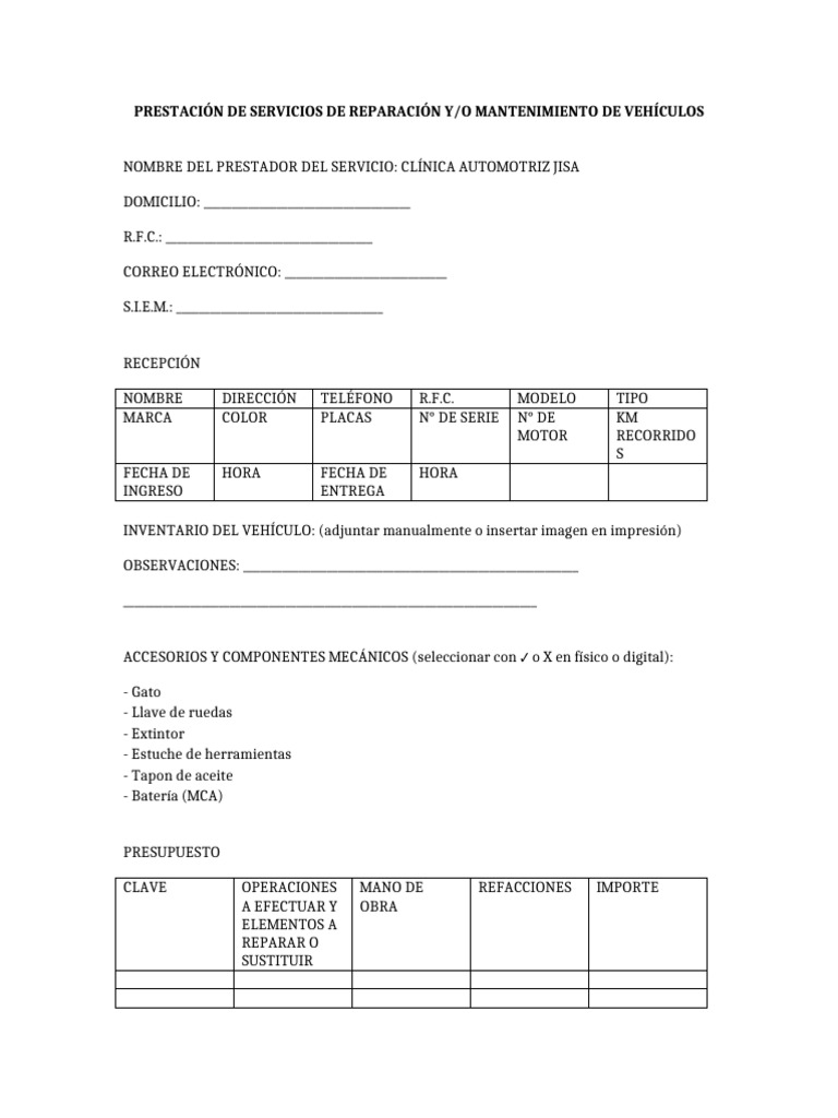 Formato Cotizacion Tipo Taller | PDF