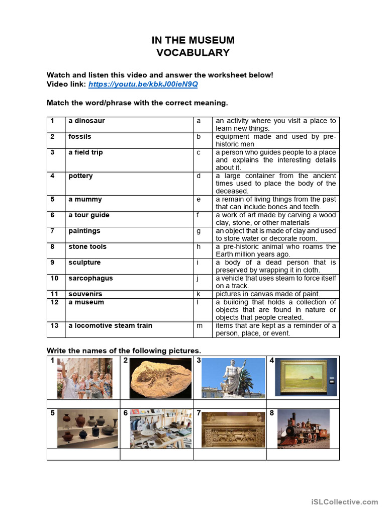 Museum Vocabulary and Activities for Kids | PDF | Museum
