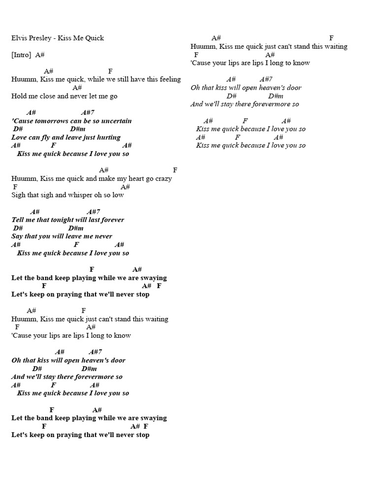 Elvis Presley - Kiss Me Quick | PDF