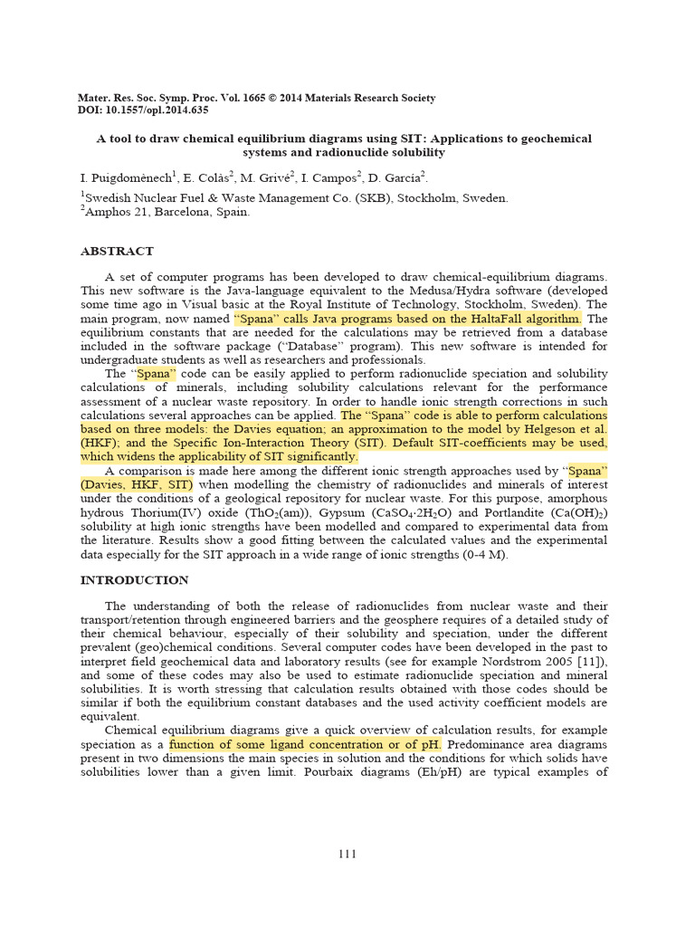 Chemical Equilibrium Diagrams Tool | PDF | Chemical Equilibrium ...