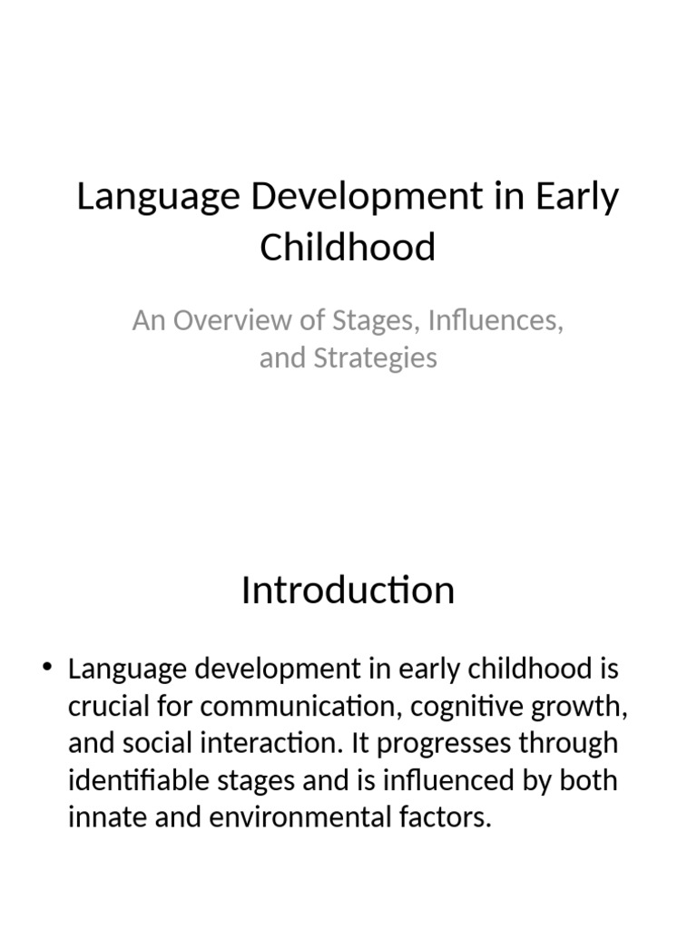 Language Development Early Childhood | PDF