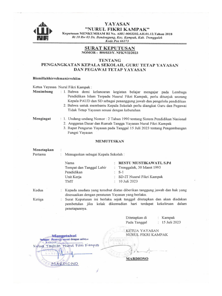 Surat Keputusan | PDF