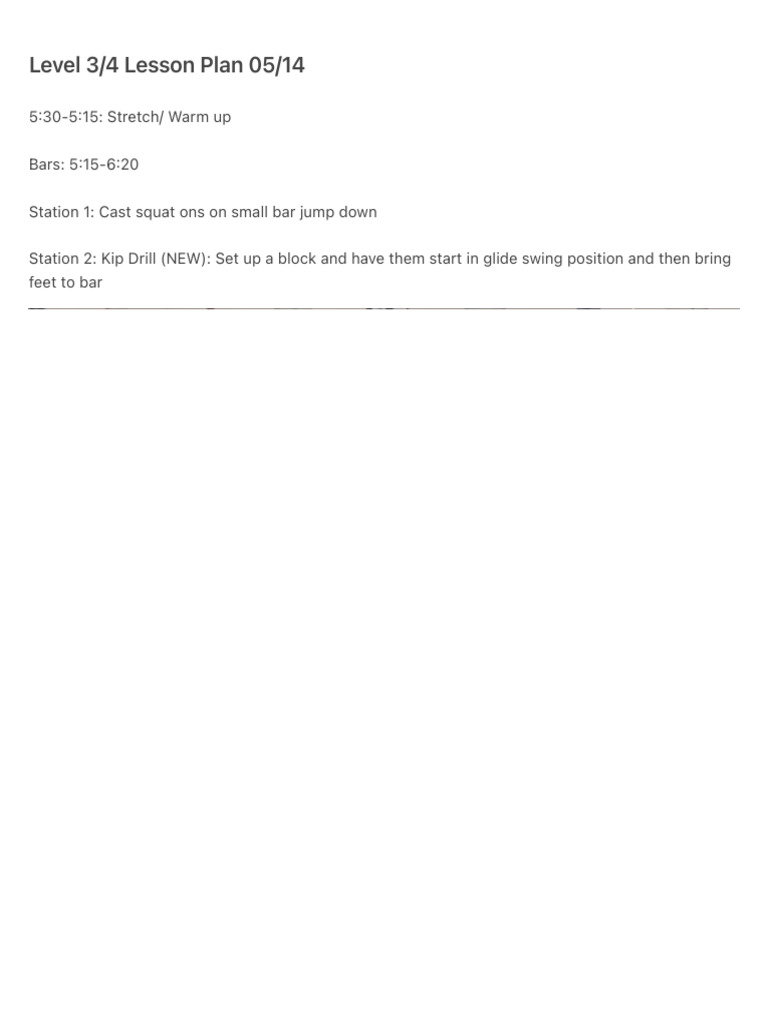 Level 3/4 Gymnastics Lesson Plan | PDF