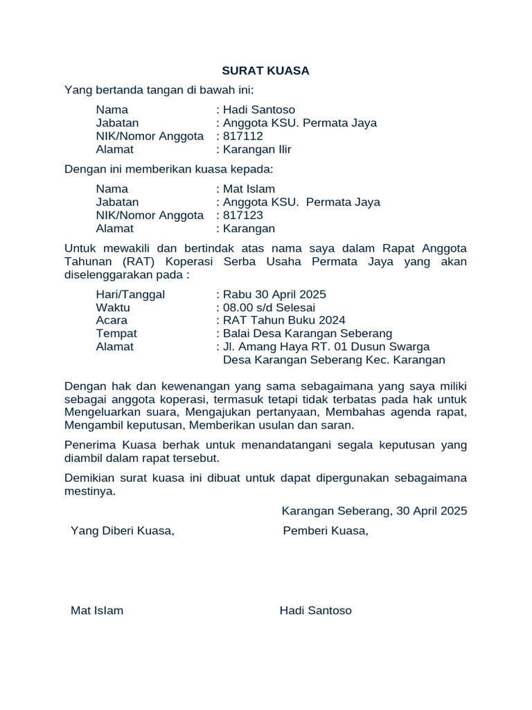 Surat Kuasa KPJ | PDF