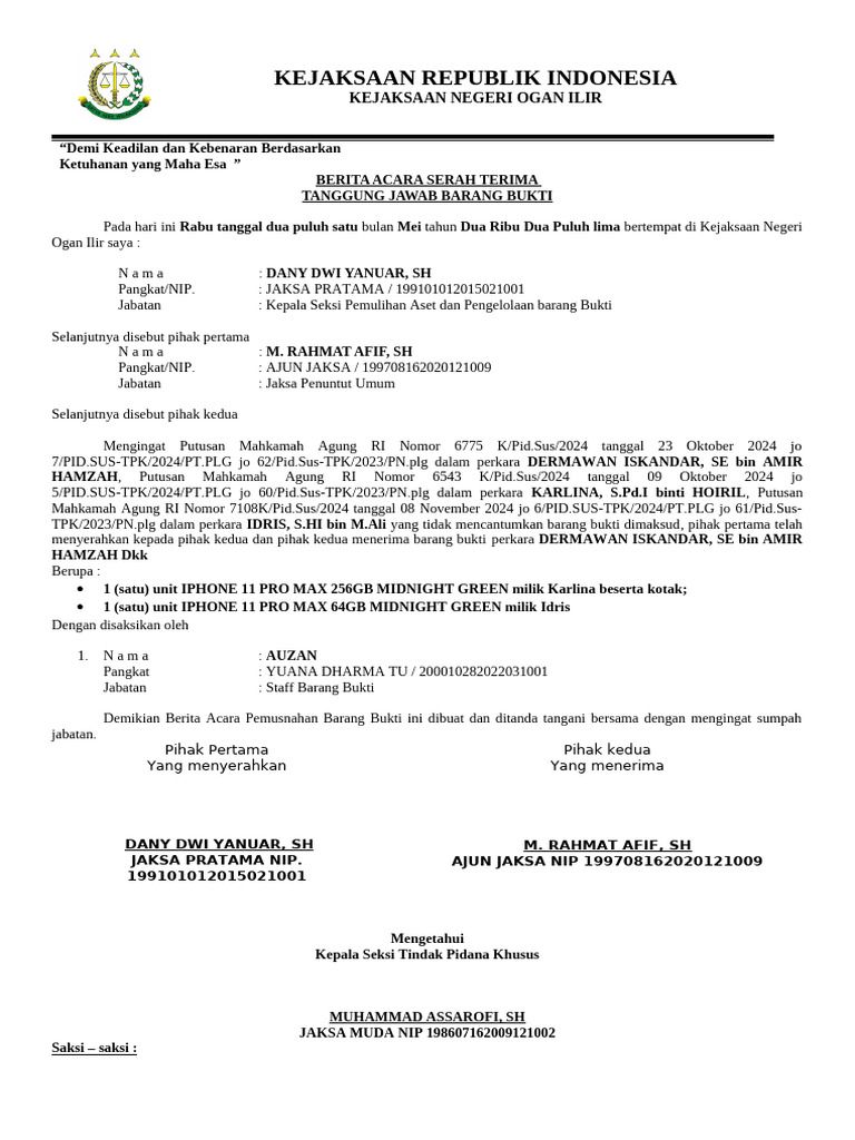 BA Serah Terima | PDF