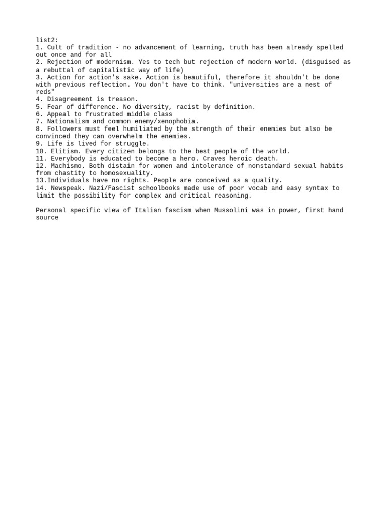 Fascism List2 Laksjdf Alsdkfj Laksdjf Lakjdf | PDF