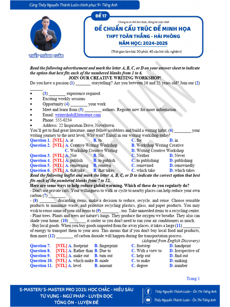 Đề 04 - Đề PTĐMH NTL Đề 17 | PDF | Engines | Renewable Energy