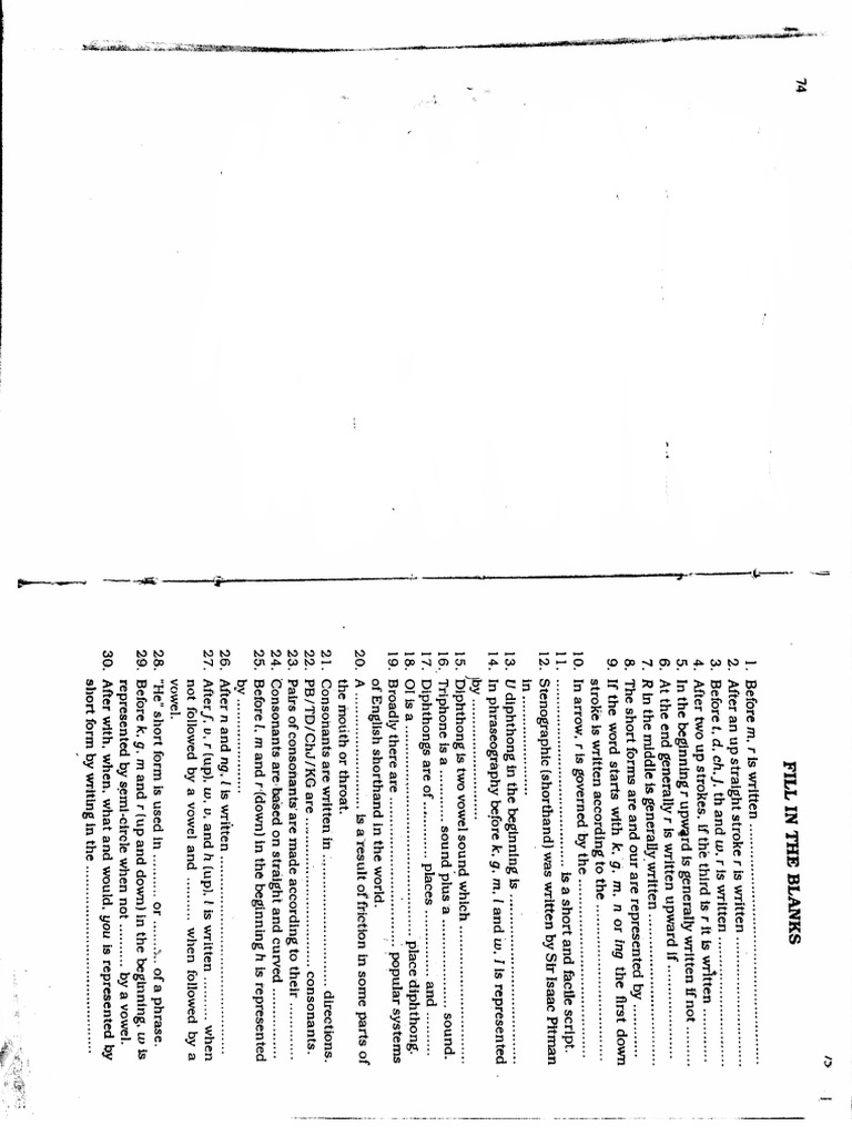 Fill in Blanks Stenography | PDF