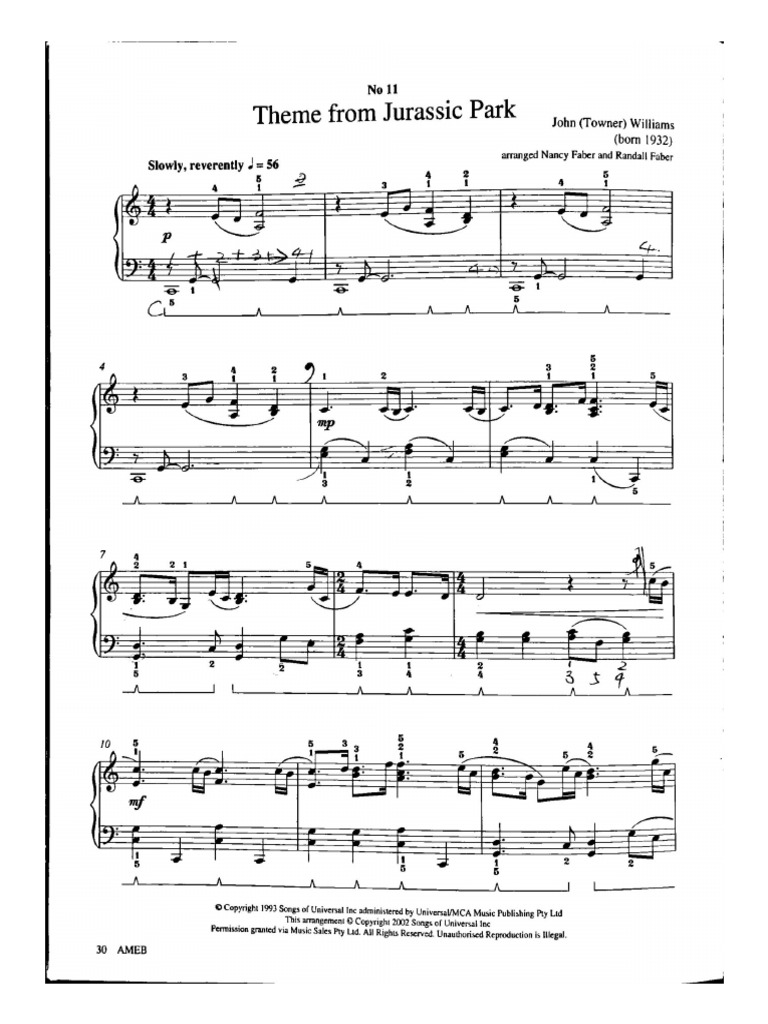 Theme From Jurassic Park | PDF