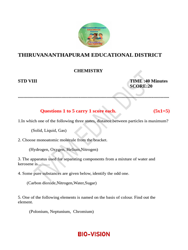 Bio - Vision - STD Viii Chemistry em | PDF | Molecules | Chemical Elements