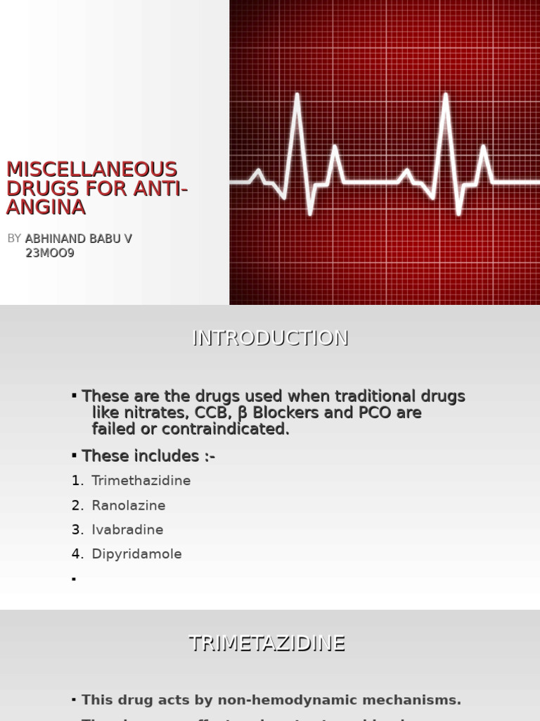 Miscellaneous Drugs For Anti-Angina | PDF | Cardiovascular Physiology ...