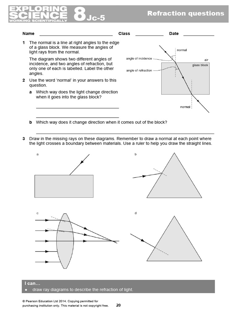 8jc5 Refraction Questions | PDF